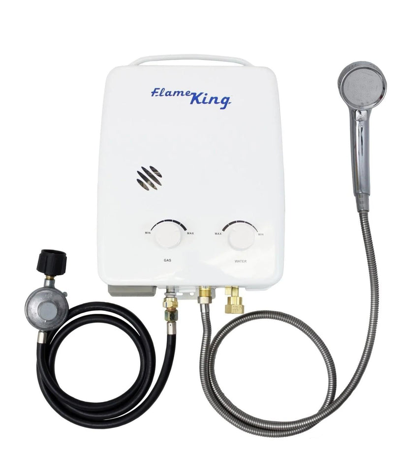 Flame King Tankless Outdoor Portable Camping Hot Shower Propane Gas 5L ...